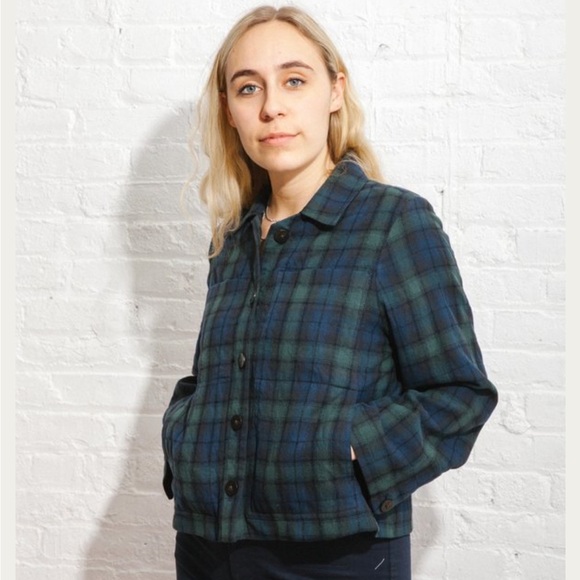 Steven Alan | Jackets & Coats | Steven Alan Plaid Cropped Grand Shirt ...